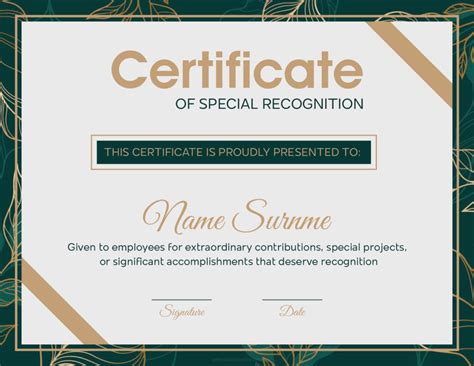 Special Recognition Certificate Templates For Word Save
