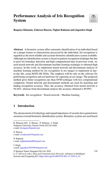 Pdf Performance Analysis Of Iris Recognition System Proceedings Of Gucon 2018