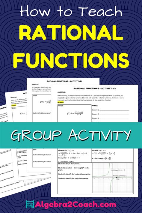 Rational Functions And Their Graphs Activity Algebra2coach
