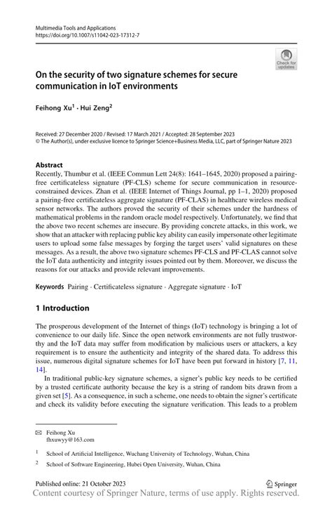 On The Security Of Two Signature Schemes For Secure Communication In