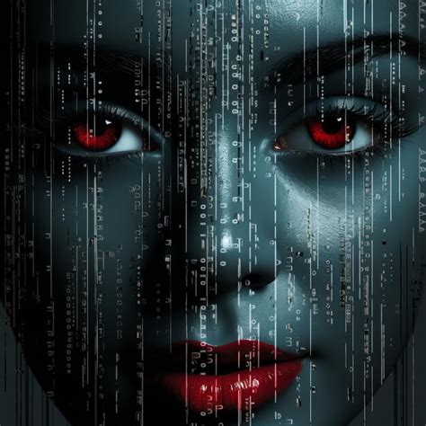 Premium Ai Image The Face Of A Woman With Red Eyes In Front Of A