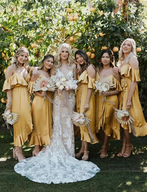 Lemon Sunflower And Marigold Yellow Bridesmaids Dresses