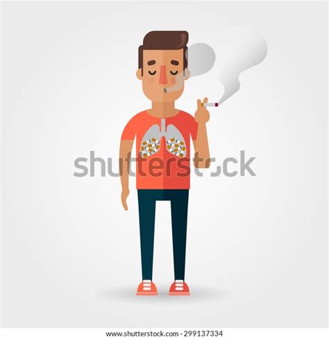 Vector Cartoon Character Smoking Cigarette Stock Vector Royalty Free
