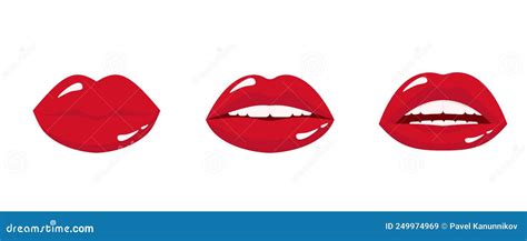 Red Female Lips Woman S Lips Emotions Smile Kiss Stock Illustration
