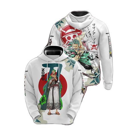 One Piece Hoodie Zoro Wano Country Graphic Hoodie White Unisex Unifinz