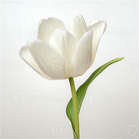 Adorable White Tulip On Plain White Background Generative Ai 29640866