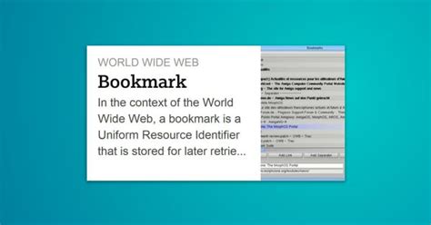 in the context of the world wide web a bookmark is a uniform resource