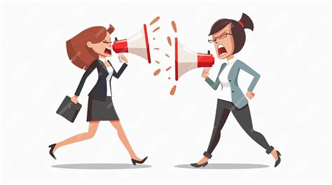 Fierce Businesswoman Commanding Attention With Megaphone Premium Ai Generated Vector