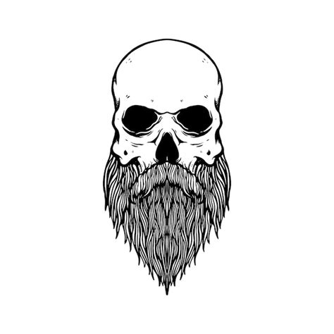 Premium Vector Skull Beard Inking
