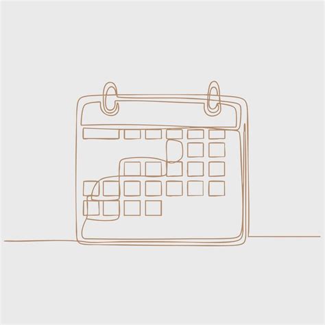 Minimalist Line Drawing Of A Calendar With A Hanging Hook On A Plain