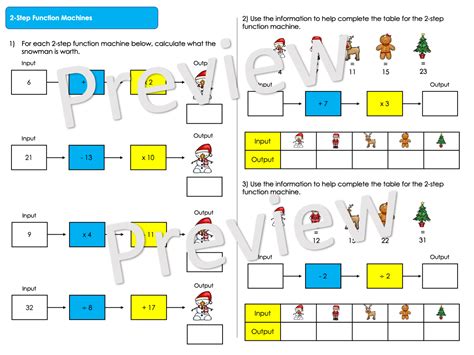 Christmas Maths 2 Step Function Machines Worksheet Teaching Resources