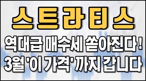 스트라티스 역대급 매수세 쏟아진다 3월 이 가격 까지 갑니다 Youtube