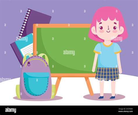 Retour à Lécole Les Livres De Sac De Fille Détudiant Et Le Tableau