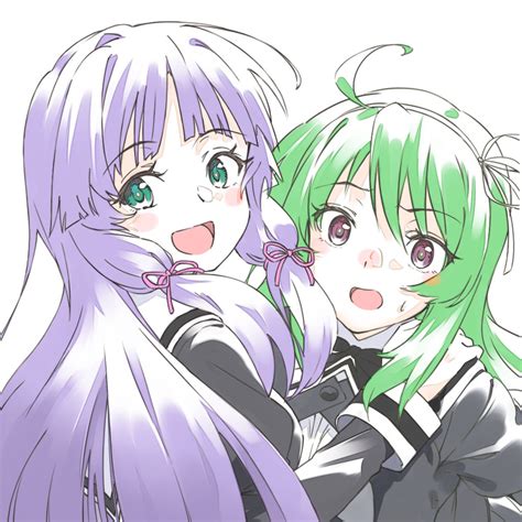 Safebooru 2girls D A K A Zkin Ahoge Aqua Eyes Assault Lily Bangs
