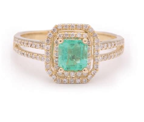 9ct Gold Emerald And Diamond Cluster Ring Rings Jewellery