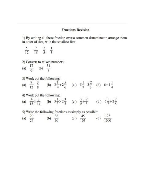 Fraction Operations Worksheet Pdf