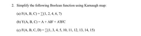 Solved 2 Simplify The Following Boolean Function Using