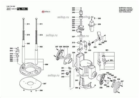 Запчасти для фрезера Bosch GOF 1600 CE деталировка 2 (3601F24000 ...