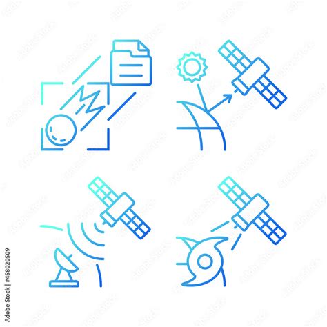 Climate Monitoring Satellites Gradient Linear Vector Icons Set Meteorological Earth Observation