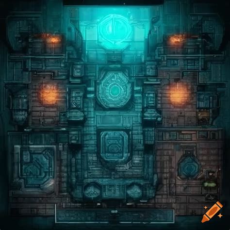 Top Down Battle Map Of A Spaceship Engine Room On Craiyon