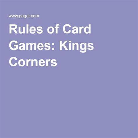 Kings In The Corner Rules Printable