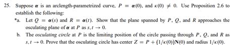 25 suppose a is an arclength parametrized curve p