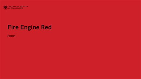Fire Engine Red Color Ce2029 The Official Register Of Color Names