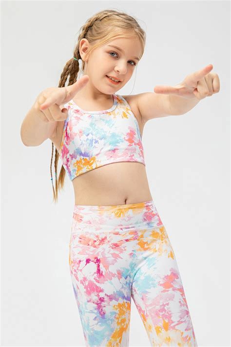 Printed Pattern Sleeveless Crew Neck Workout Tank Tops For Girls 5 14y