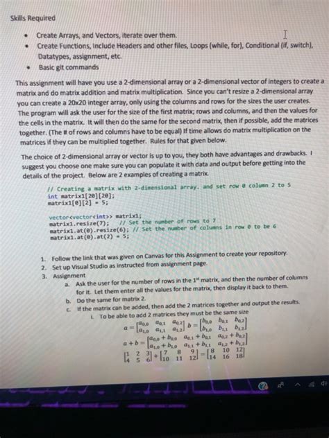 Solved Skills Required Create Arrays And Vectors Iterate Chegg