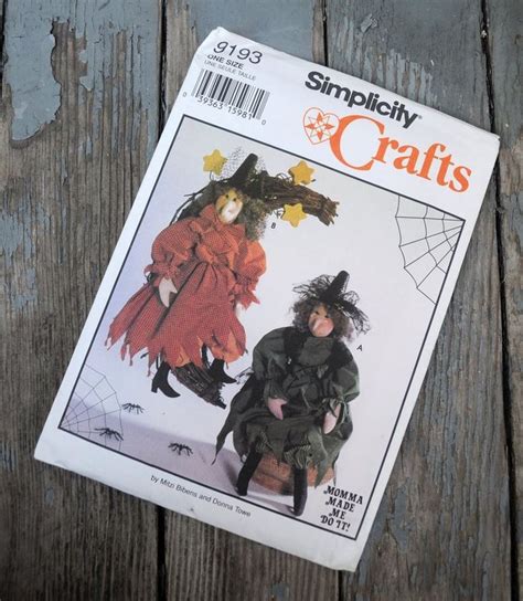 Simplicity 9193 Cute DIY Witch Dolls Soft Sculpture Etsy Witch Doll