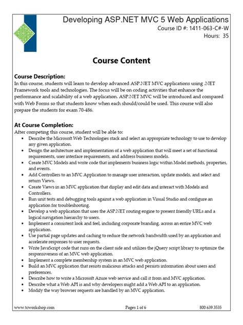 developing asp net mvc 5 web applications pdf world wide web