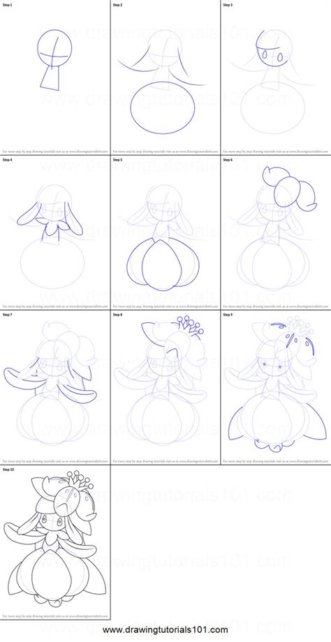 How To Draw Lilligant From Pokemon Printable Step By Step Drawing Sheet
