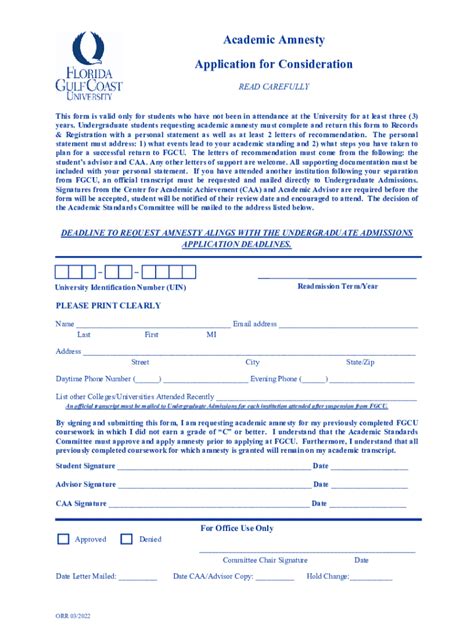 Fillable Online Form501619370 Academic Amnestyacademic