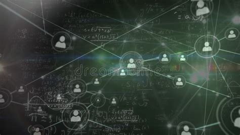 Animation Of Network Of Connections With Icons Over Data Processing