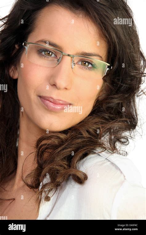 Brunette With Glasses Stock Photo Alamy