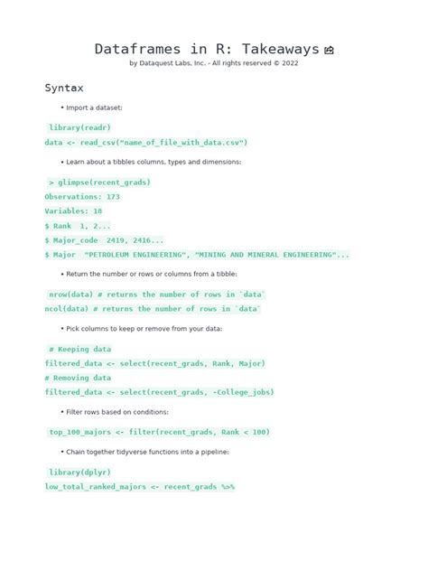 R Dataframes Guide For Beginners Pdf Data Computing