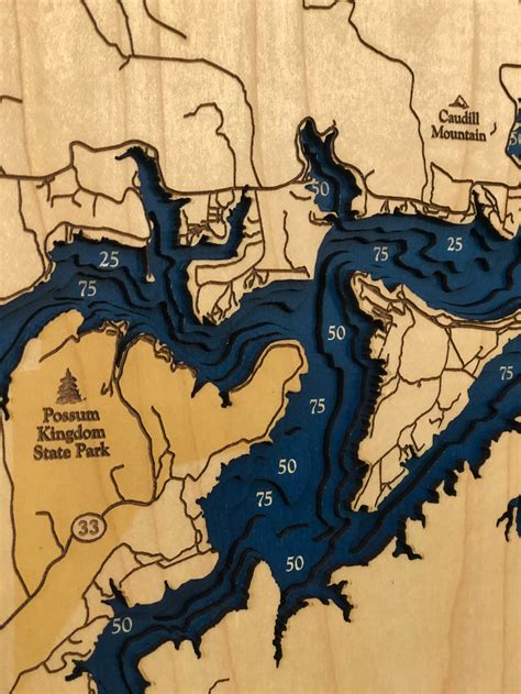 Possum Kingdom Lake Map Custom Wood Map Custom Lake Art 3d Wall Art
