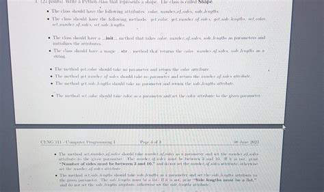 Solved 3 25 Points Write A Python Class That Represents A