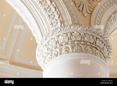 Classical Portico Fragment With Decorated Pillar Top Antique
