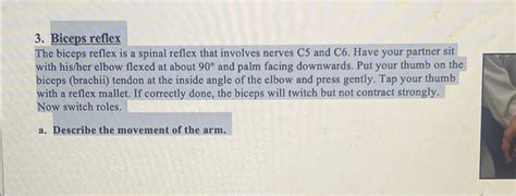Solved Biceps Reflexthe Biceps Reflex Is A Spinal Reflex