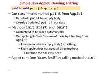 Introduction To Applets methods and simple examples | PPTX | Programming Languages | Computing