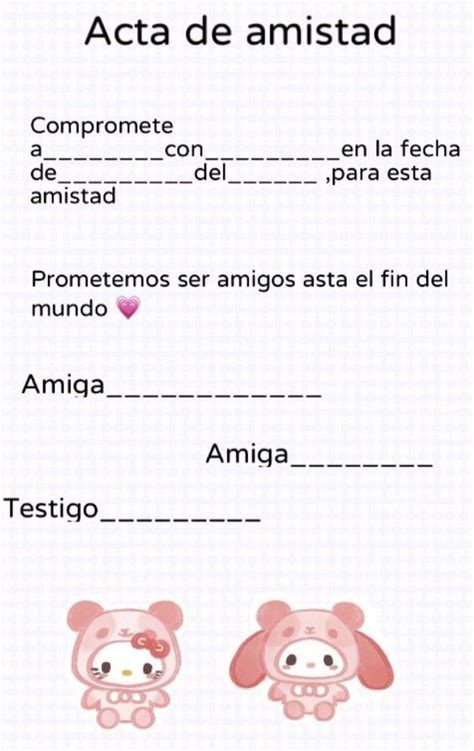 Actas De Amistad Escritos De Amistad Amistad De Amigas Acta De