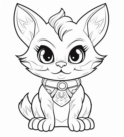 Naughty Cat With Collar Coloring Page For Free Download