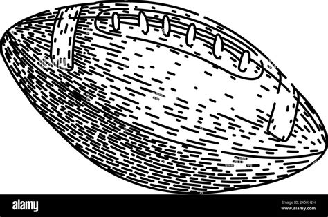 Rugby American Football Ball Sketch Hand Drawn Vector Stock Vector