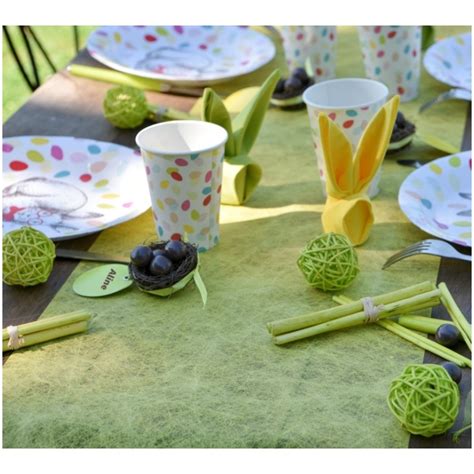 Chemin de table fanon vert anis achat Chemins de table déco de table