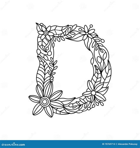 Livre De Coloriage De La Lettre D Pour Le Vecteur Dadultes