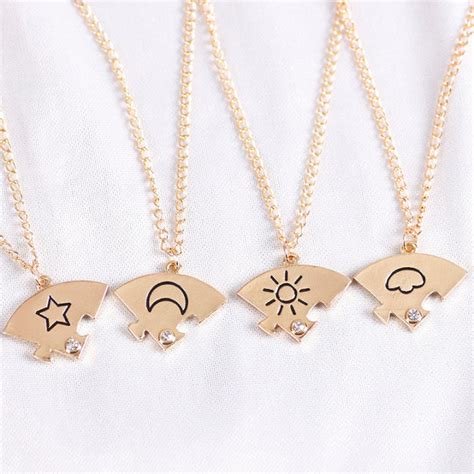 Ygt 4 Piece Set Best Friend Friendship Necklace Sun Moon Cloud And Star