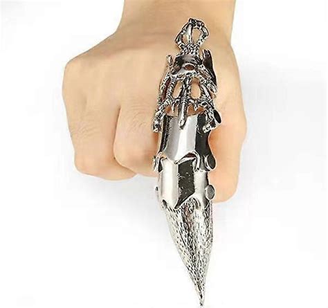 Mens Jewelry Silvery Armour Knuckle Full Finger Double Loop Activity