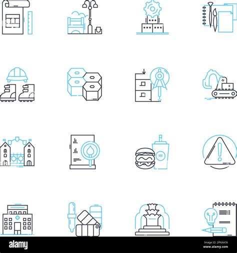 Drafting Linear Icons Set Blueprint Design Sketch Diagram Plan
