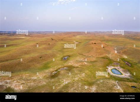 Landscape Of Nebraska Sandhills Early Morning Aerial View At Nebraska